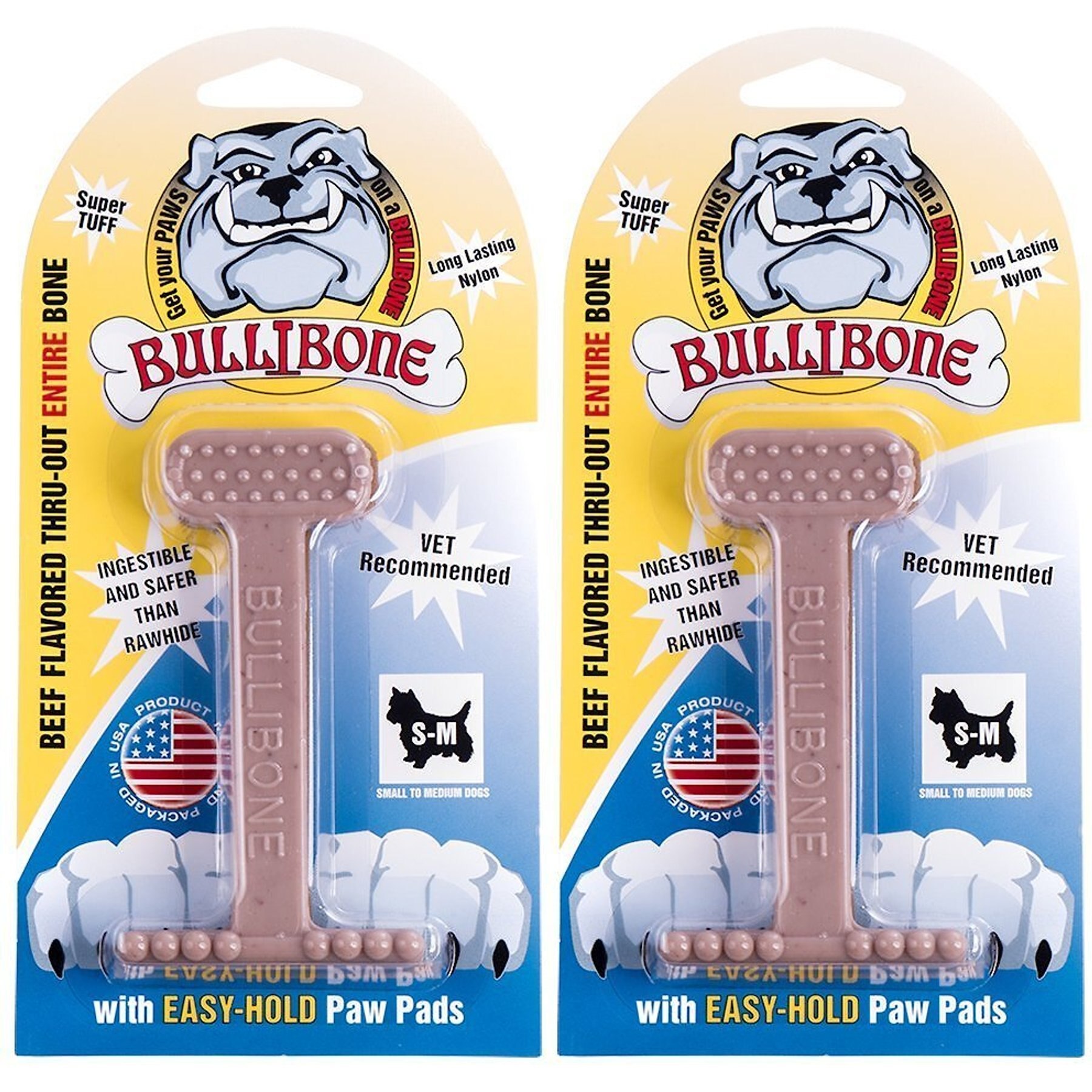 BULLIBONE Nylon Beef Flavor Dental Dog Chew Toy, Small, 2 count - Chewy.com