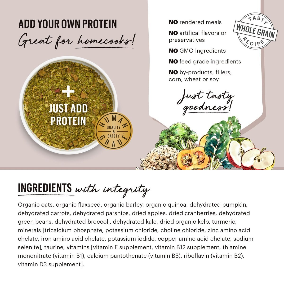THE HONEST KITCHEN Whole Grain, Veggie & Fruit Base Mix Dehydrated Dog ...