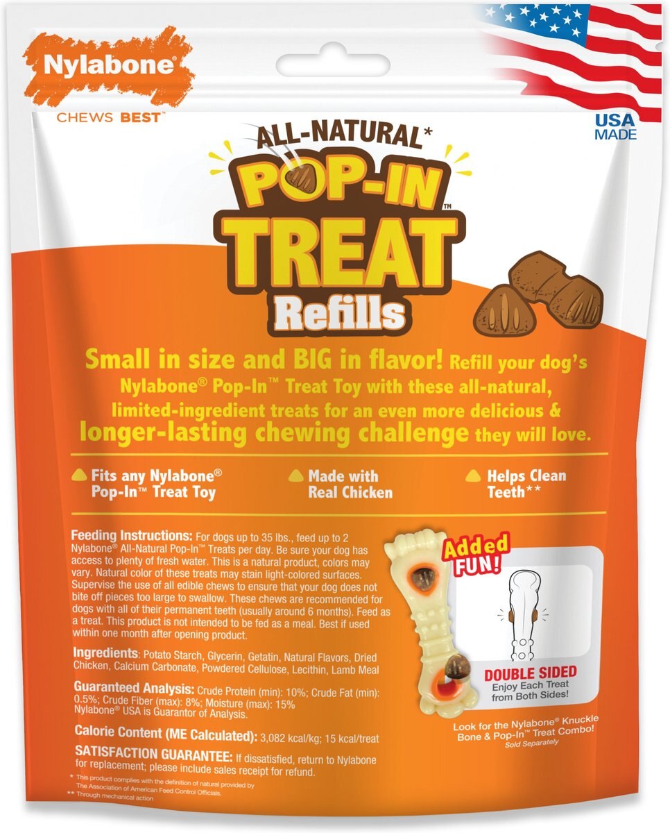 NYLABONE All-Natural Pop-In Dog Treat Refills Knuckle Bone Pop-In ...