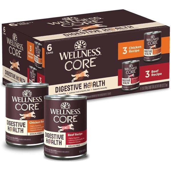 WELLNESS CORE Digestive Health Chicken & Beef Pate Variety Pack Grain ...