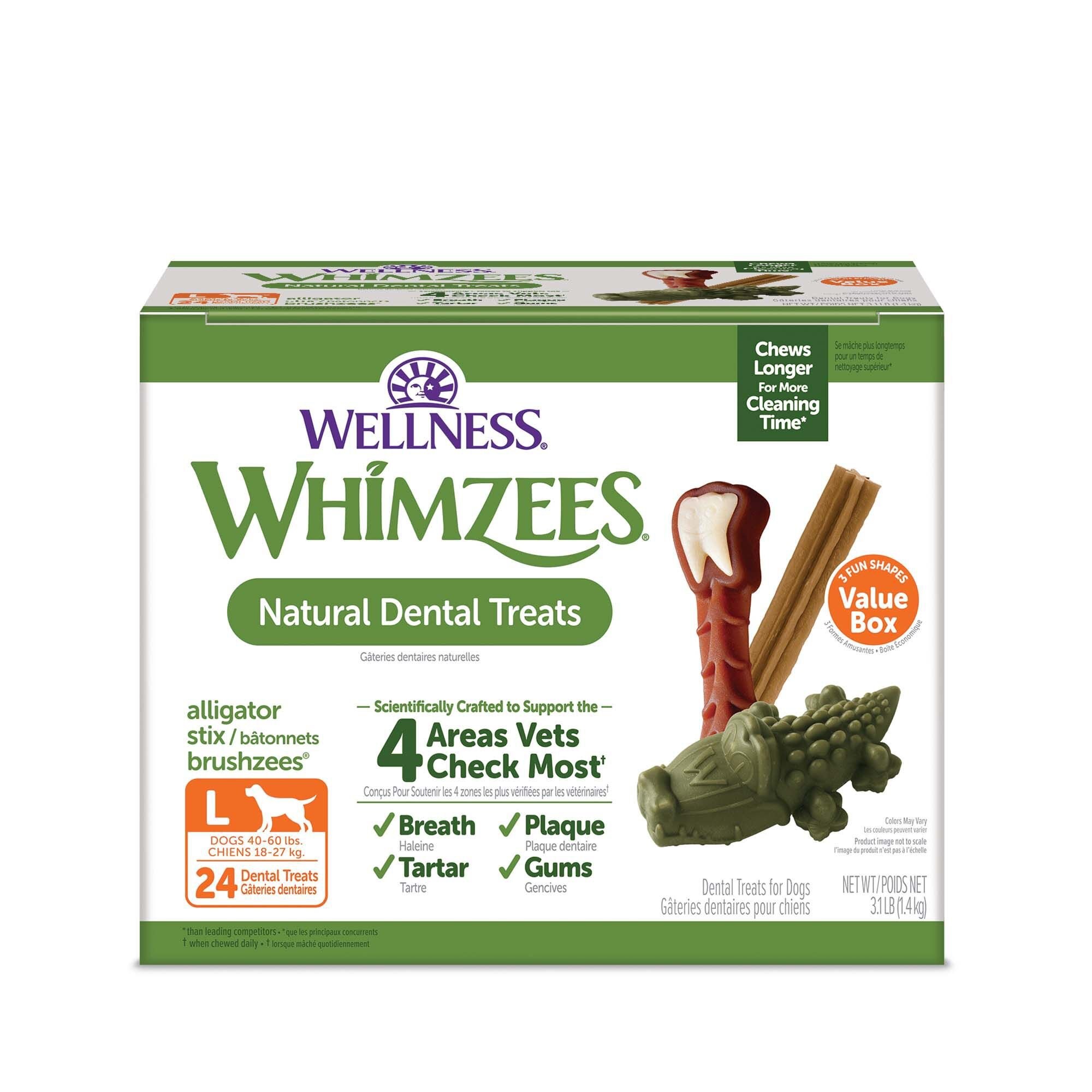 WHIMZEES by Wellness Value Box Dental Chews Natural Grain-Free Dental ...