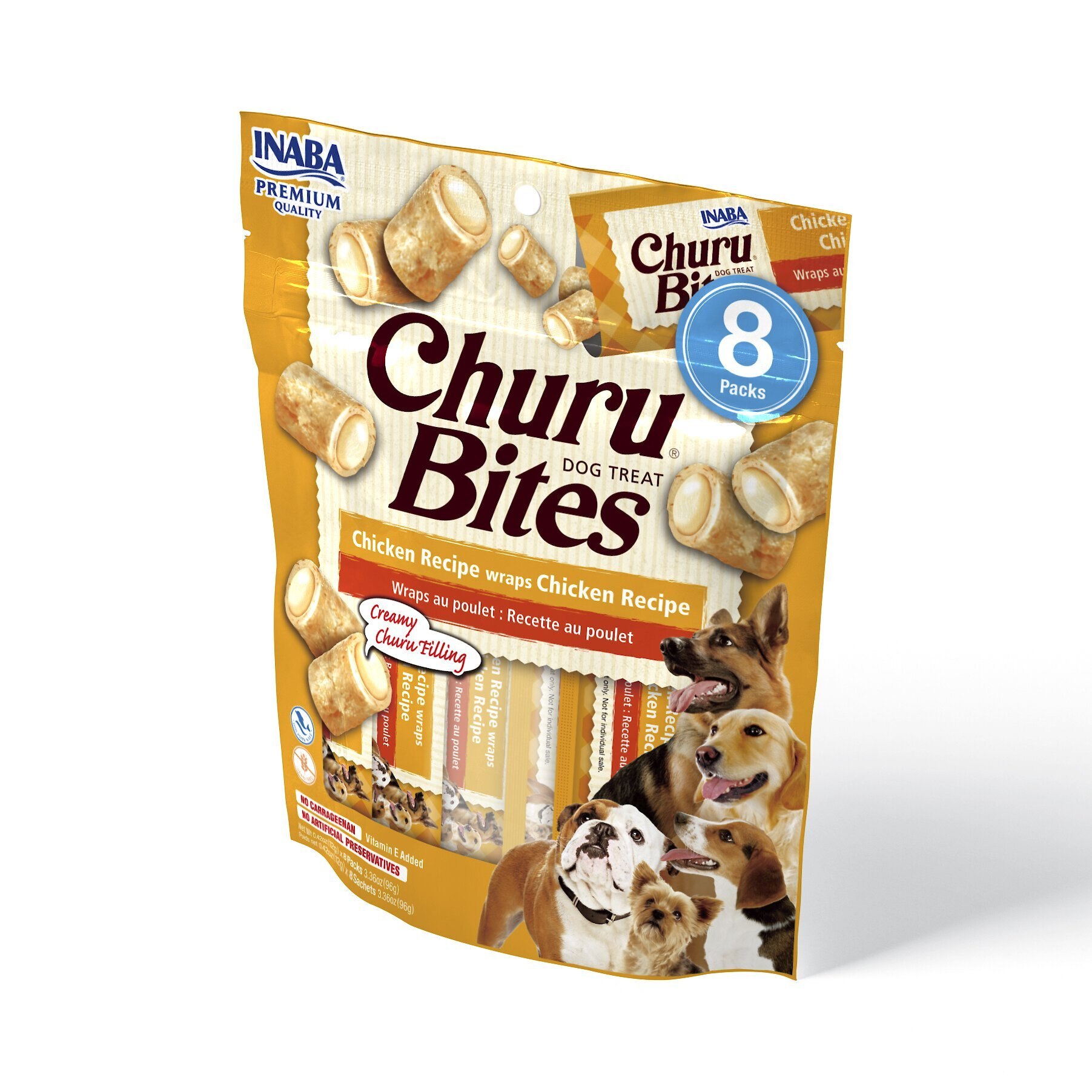 INABA Churu Bites Wraps Chicken Recipe Grain-Free Soft & Chewy Dog ...