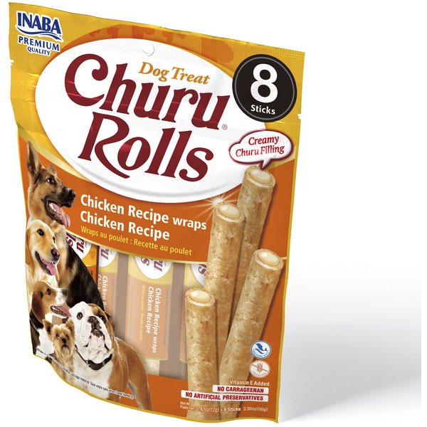 INABA Churu Rolls Chicken with Cheese Recipe Grain-Free Soft & Chewy ...