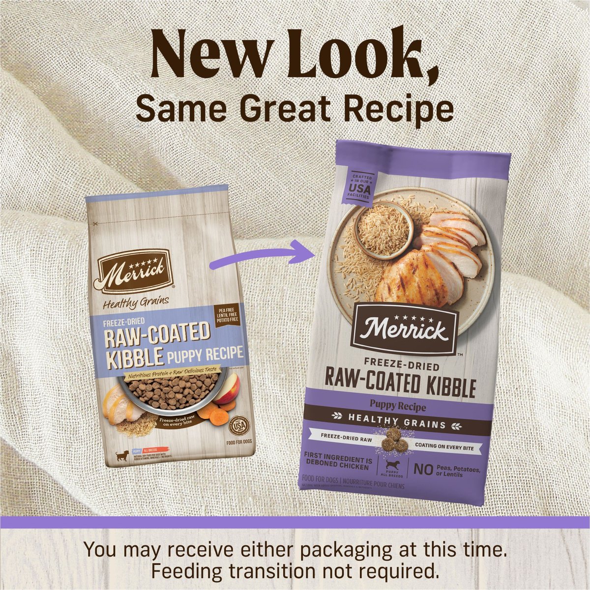 MERRICK Healthy Grains Raw-Coated Kibble Puppy Recipe Freeze-Dried Dry ...