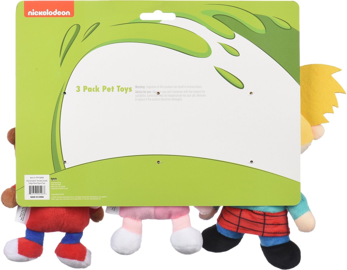 FETCH FOR PETS Nickelodeon Hey Arnold Gerald, Helga & Arnold Squeaky ...