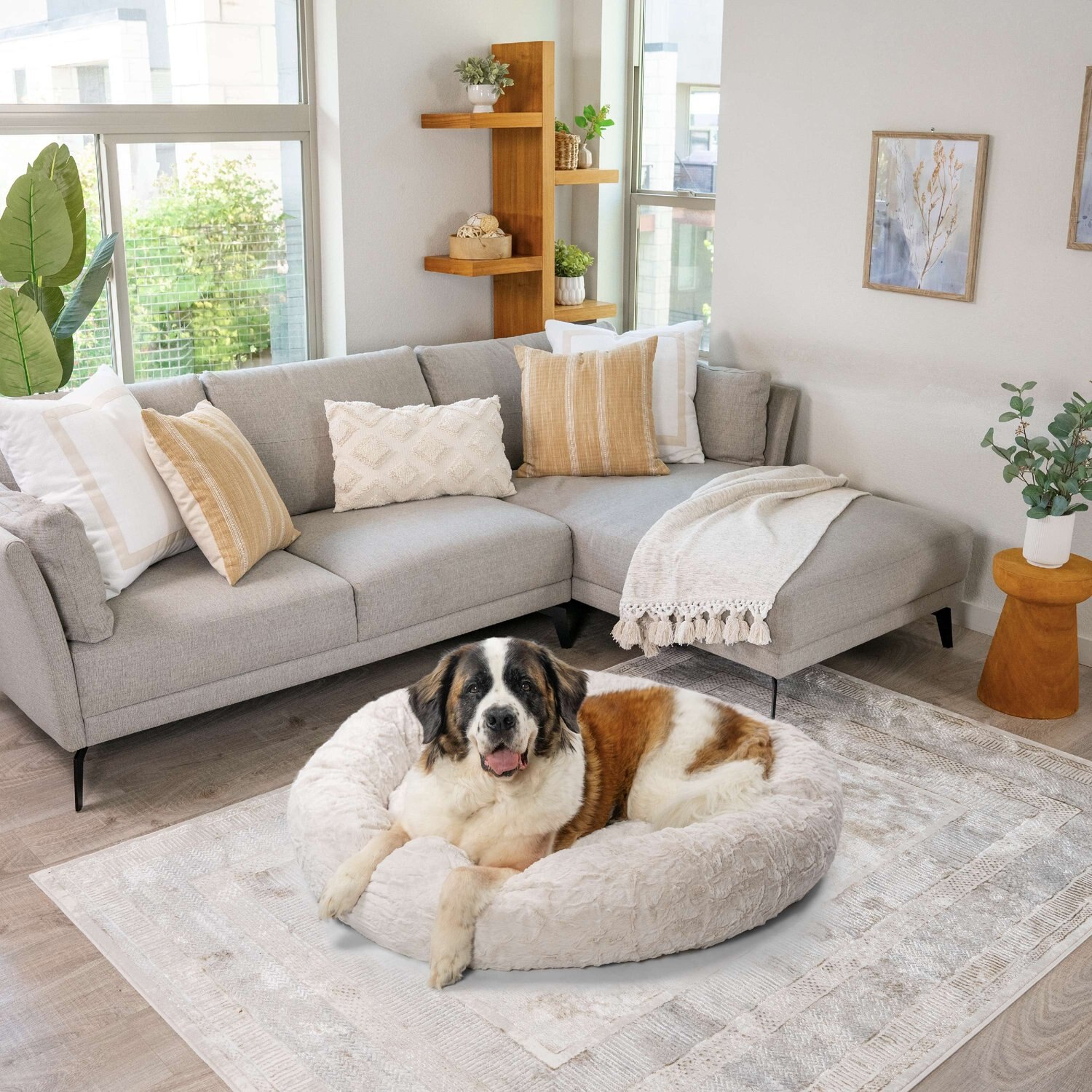 BEST FRIENDS BY SHERI The Original Calming Donut Dog Bed, Oyster, X ...