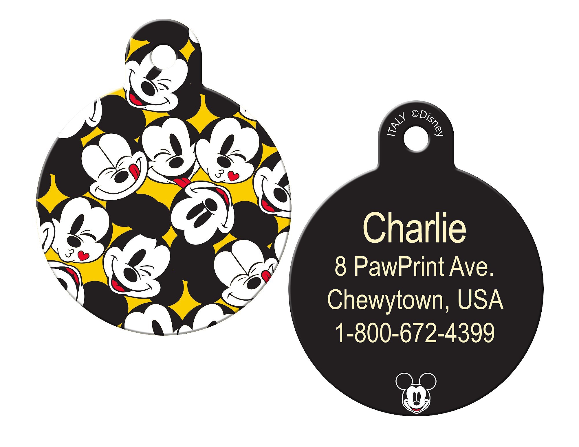 QUICK-TAG Disney's Mickey Mouse Circle Personalized Dog & Cat ID Tag ...