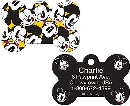 QUICK-TAG Disney's Mickey Mouse Bone Personalized Dog ID Tag, Black ...