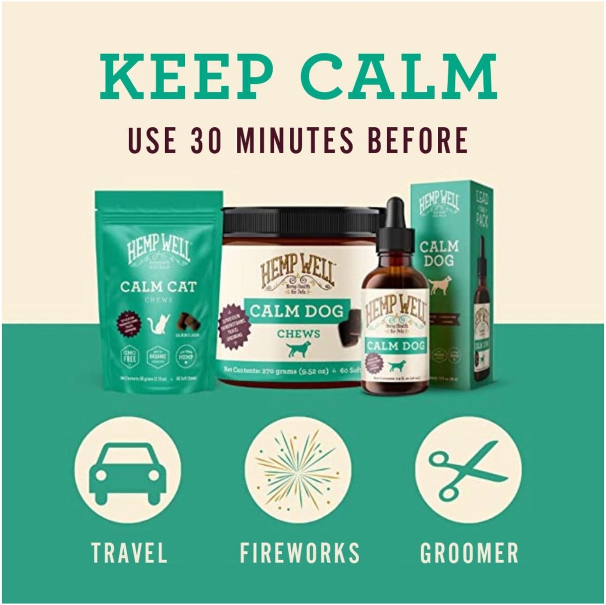 HEMP WELL Calm Dog Anxiety Relief Soft Chew Dog Supplement, 60 count ...