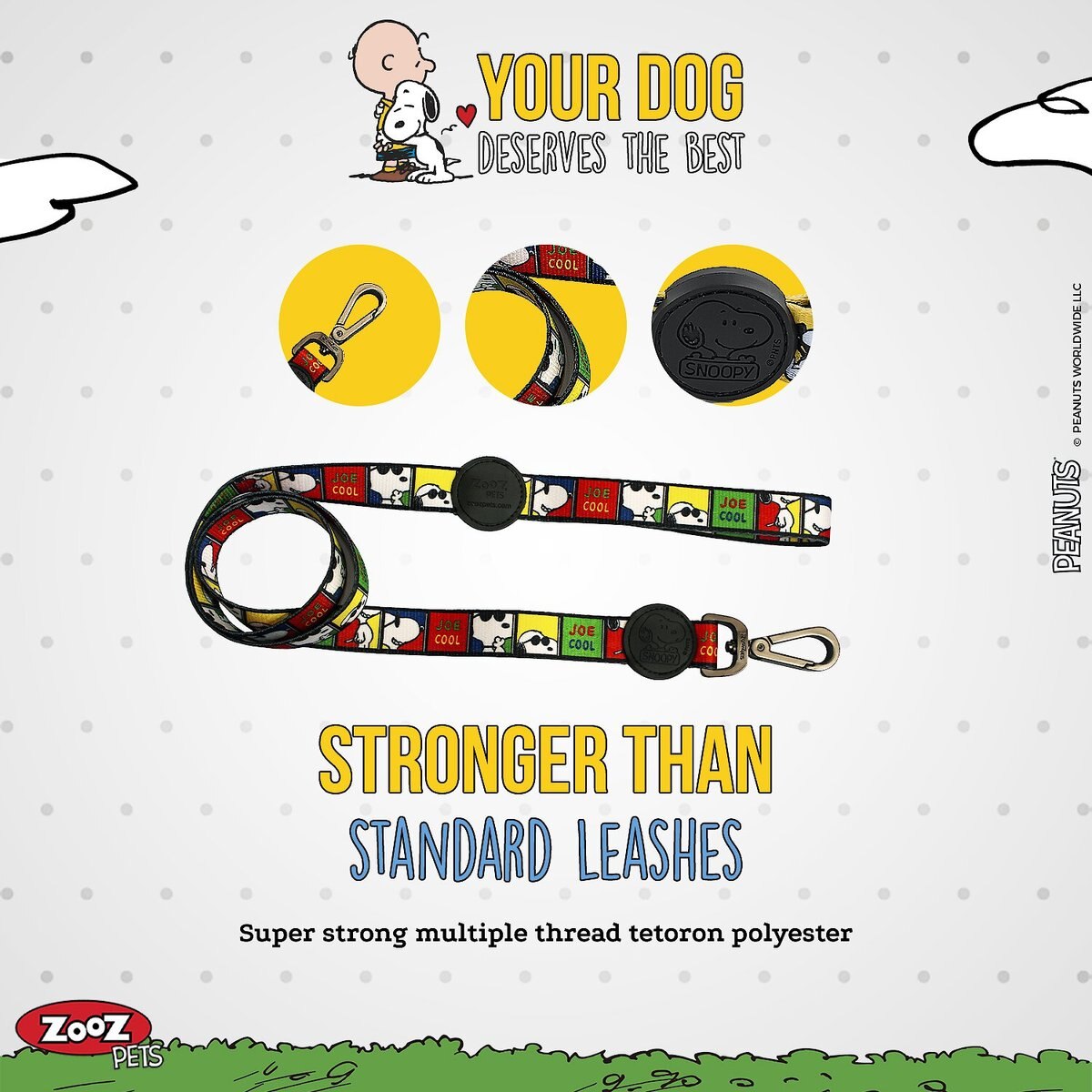 Discontinued - ZOOZ PETS Filmstrip Snoopy Dog Leash, X-Small - Chewy.com