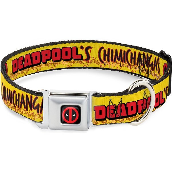 BUCKLE-DOWN Deadpool's Chimichanga Flames Polyester Dog Collar, Medium ...