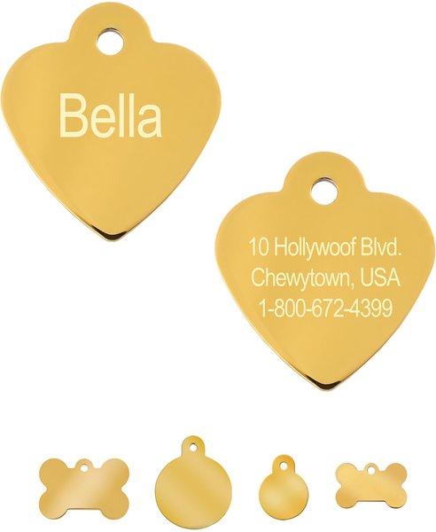 QUICK-TAG Personalized Dog & Cat ID Tag, Metallic Gold, Small Heart ...