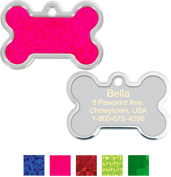 QUICK-TAG Personalized Dog ID Tag, Pink Hologram - Chewy.com