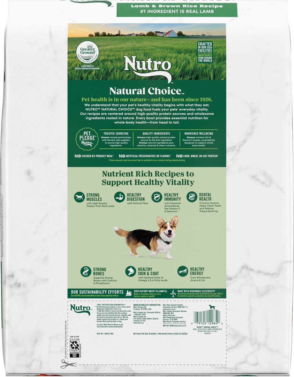 NUTRO Natural Choice Small Bites Adult Lamb & Brown Rice Recipe Dry Dog ...