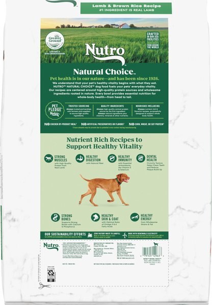 NUTRO Natural Choice Adult Lamb & Brown Rice Recipe Dry Dog Food, 12-lb bag - Chewy.com