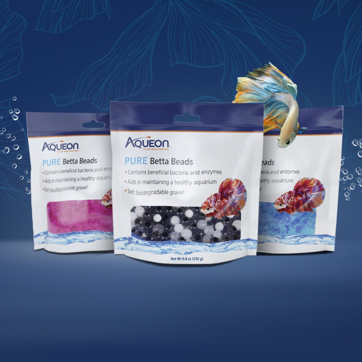 AQUEON PURE Betta Beads Aquarium Water Care, 8.8-oz bag, Blue - Chewy.com