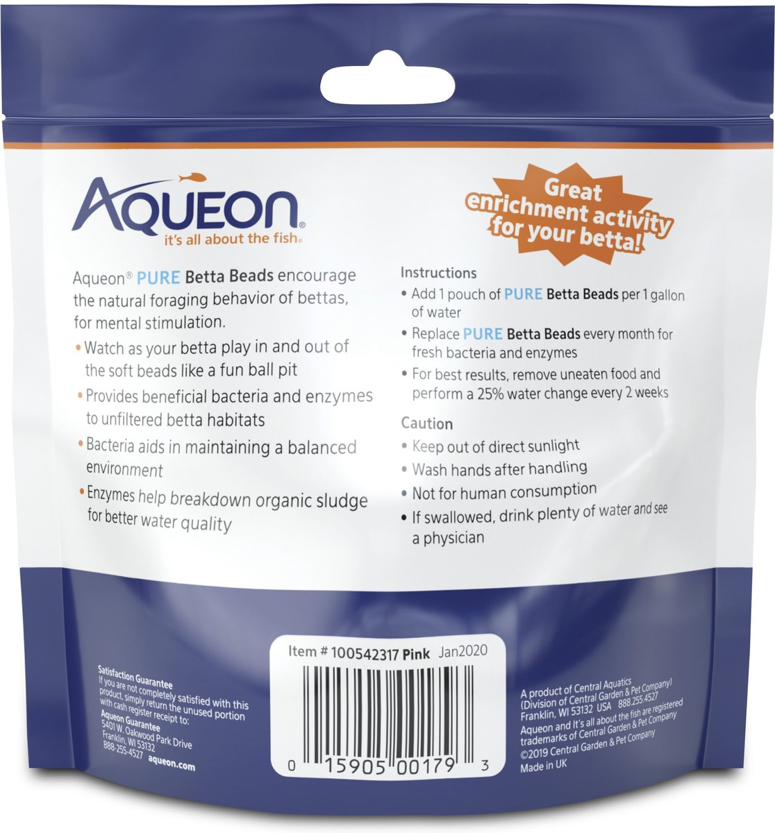 AQUEON PURE Betta Beads Aquarium Water Care, 8.8-oz bag, Pink - Chewy.com