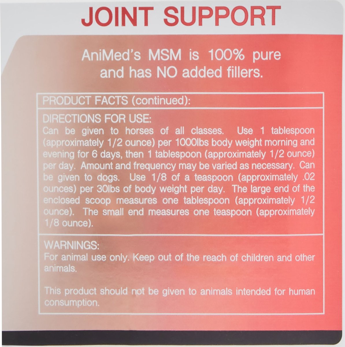 Out of Stock - ANIMED Pure MSM Horse Supplement, 20-lb tub - Chewy.com