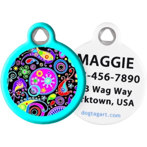 DOG TAG ART Sketched Flower Personalized Dog & Cat ID Tag, Large ...