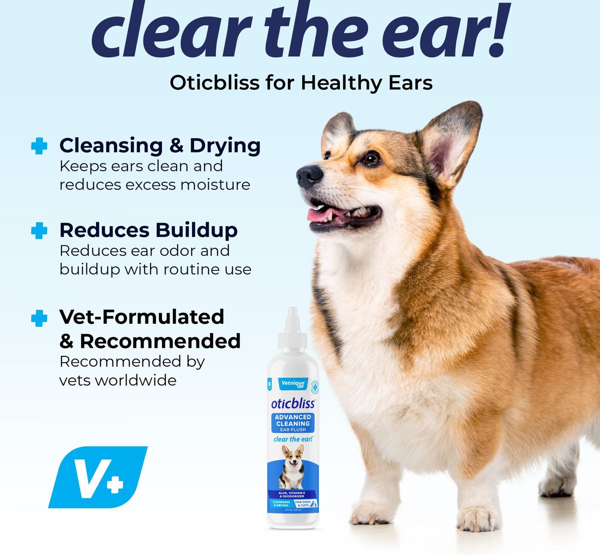 VETNIQUE LABS Oticbliss Ear Flush Advanced Cleaning Dog & Cat Medicated ...