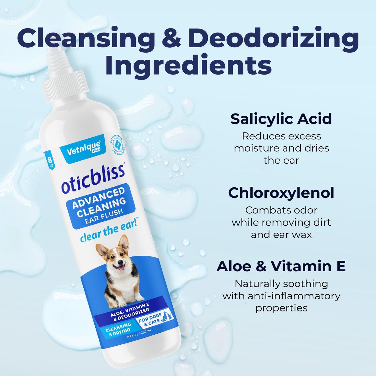 VETNIQUE LABS Oticbliss Ear Flush Advanced Cleaning Dog & Cat Medicated ...