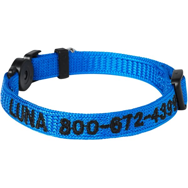 GOTAGS Nylon Personalized Breakaway Cat Collar with Bell, Blue, 8 to 12 ...