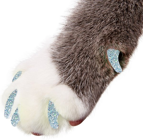PURRDY PAWS Soft Cat Nail Caps, 40 count, Silver Holographic Glitter ...