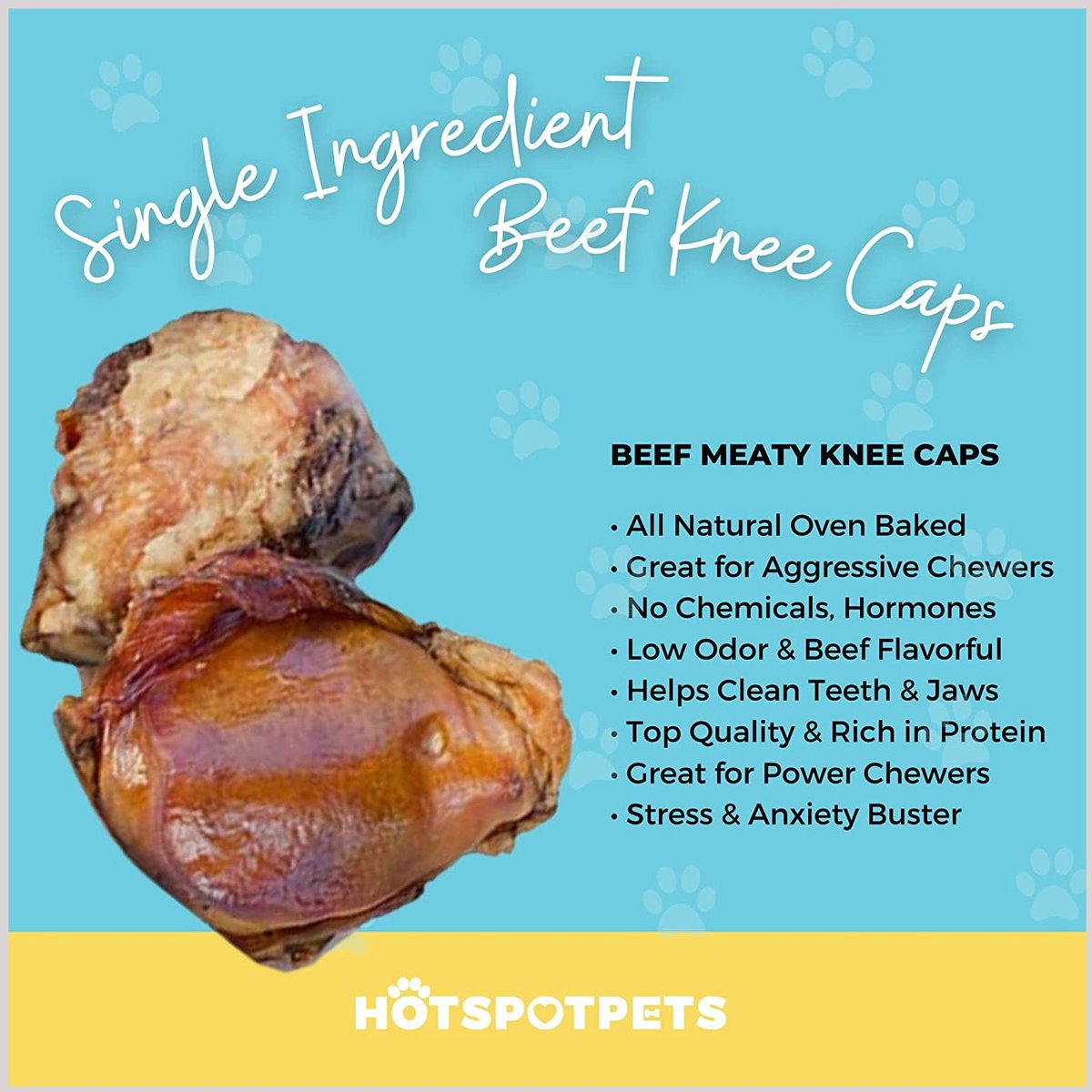 HOTSPOT PETS Meaty Beef Knee Cap Bones Dog Chew Treats, Large, 12 count ...