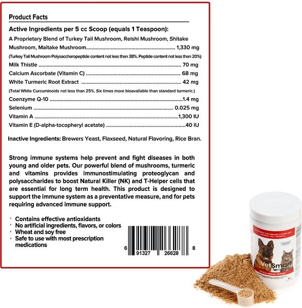VETSMART FORMULAS Critical Immune Defense Mushroom & Turmeric Compound ...