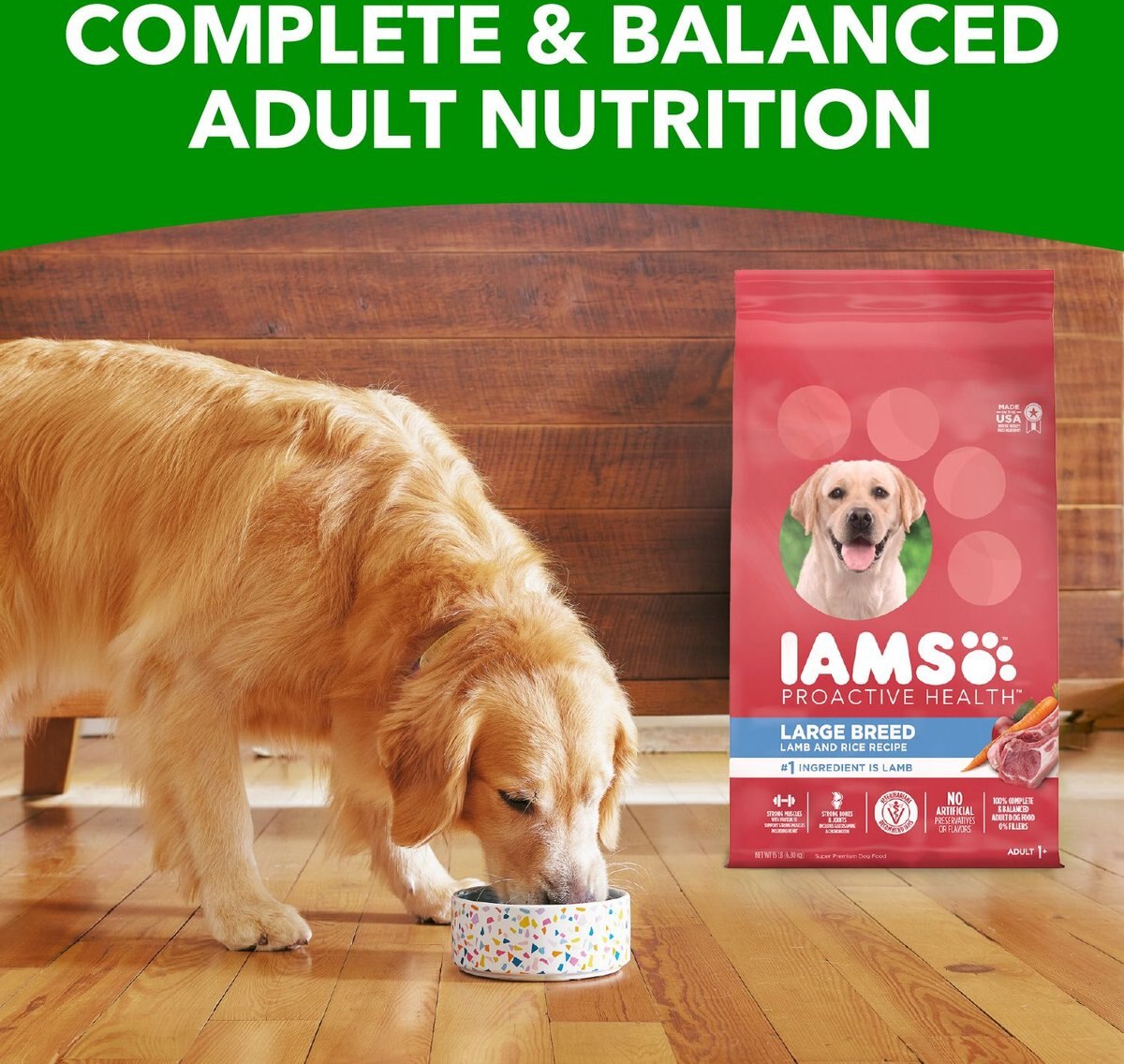 IAMS Proactive Health Large Breed Adult Lamb & Rice Recipe Dry Dog Food ...