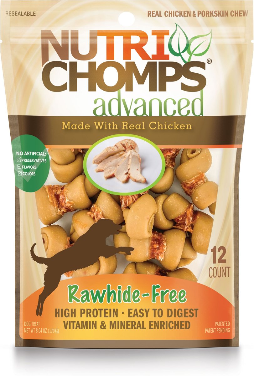 NUTRI CHOMPS Advanced Mini Chicken Knot Dog Treats, 12 count - Chewy.com