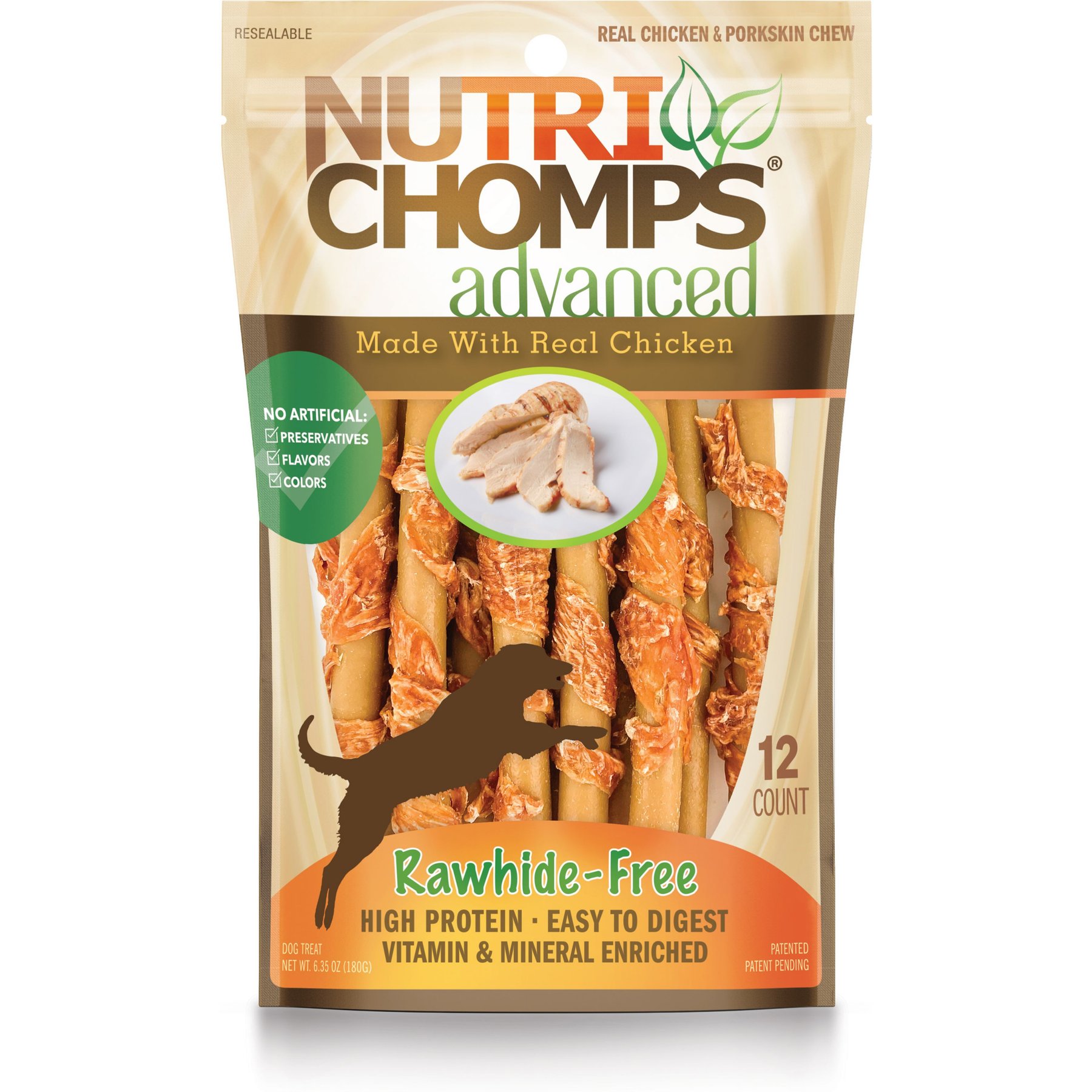 NUTRI CHOMPS Advanced Mini Twists Real Chicken Dog Treats, 12 count ...