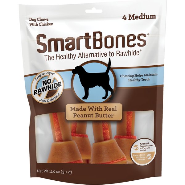 SMARTBONES Peanut Butter Mini Chews Dog Treats, 30 count - Chewy.com