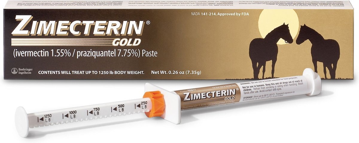 ZIMECTERIN GOLD Ivermectin & Praziquantel Paste Horse Dewormer, 0.26-oz ...