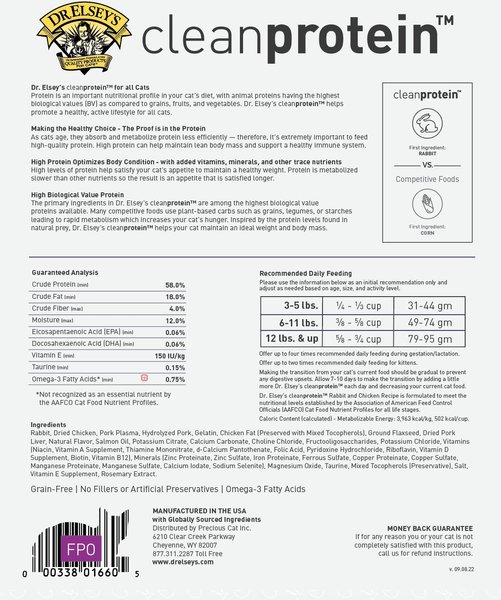 DR. ELSEY'S cleanprotein Rabbit Kibble Cat Dry Food, 2-lb bag - Chewy.com