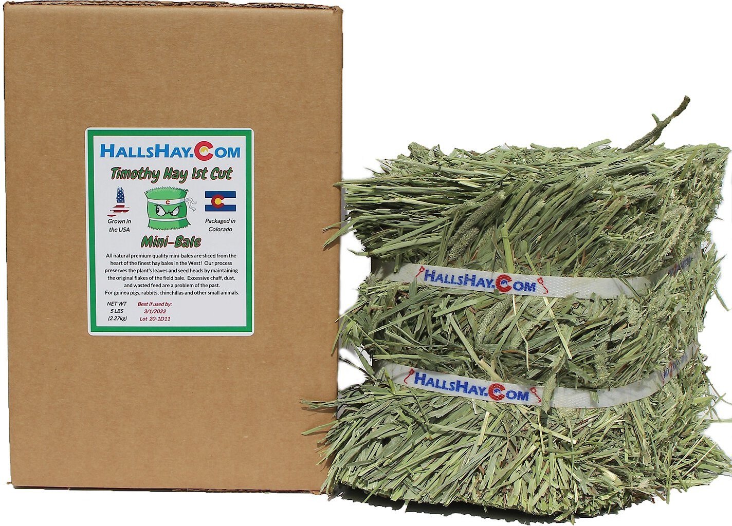 HALL'S HAY Timothy Hay 1st Cut Mini-Bale Small Pet Food, 5-lb box ...