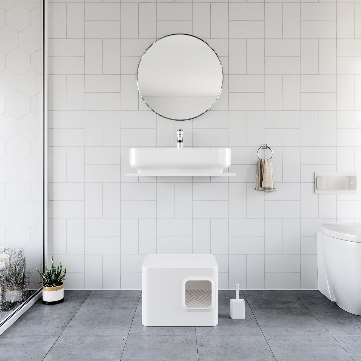 Temporarily Unavailable - MEOWY STUDIO Loo Enclosed Cat Litter Box ...