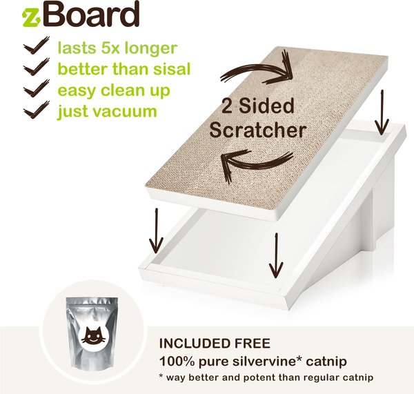 WAY BASICS zBoard Paperboard Incline Scratcher Cat Toy, White - Chewy.com