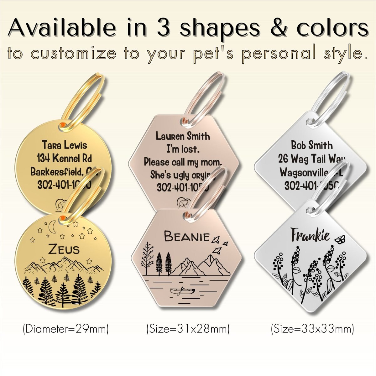 PAWFUREVER Hexagon Personalized Dog ID Tag, Silver, Fly High - Chewy.com