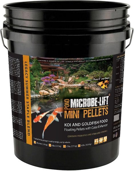 MICROBE-LIFT Pond Mini Pellets Koi & Goldfish Food, 17-lb bucket ...