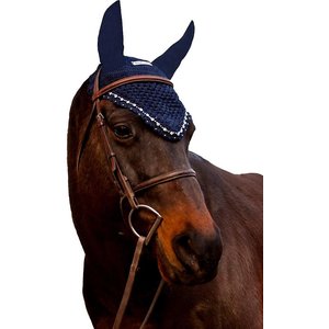 EQUINE COUTURE Horse Fly Bonnet with Crystals, EC Navy, Pony - Chewy.com