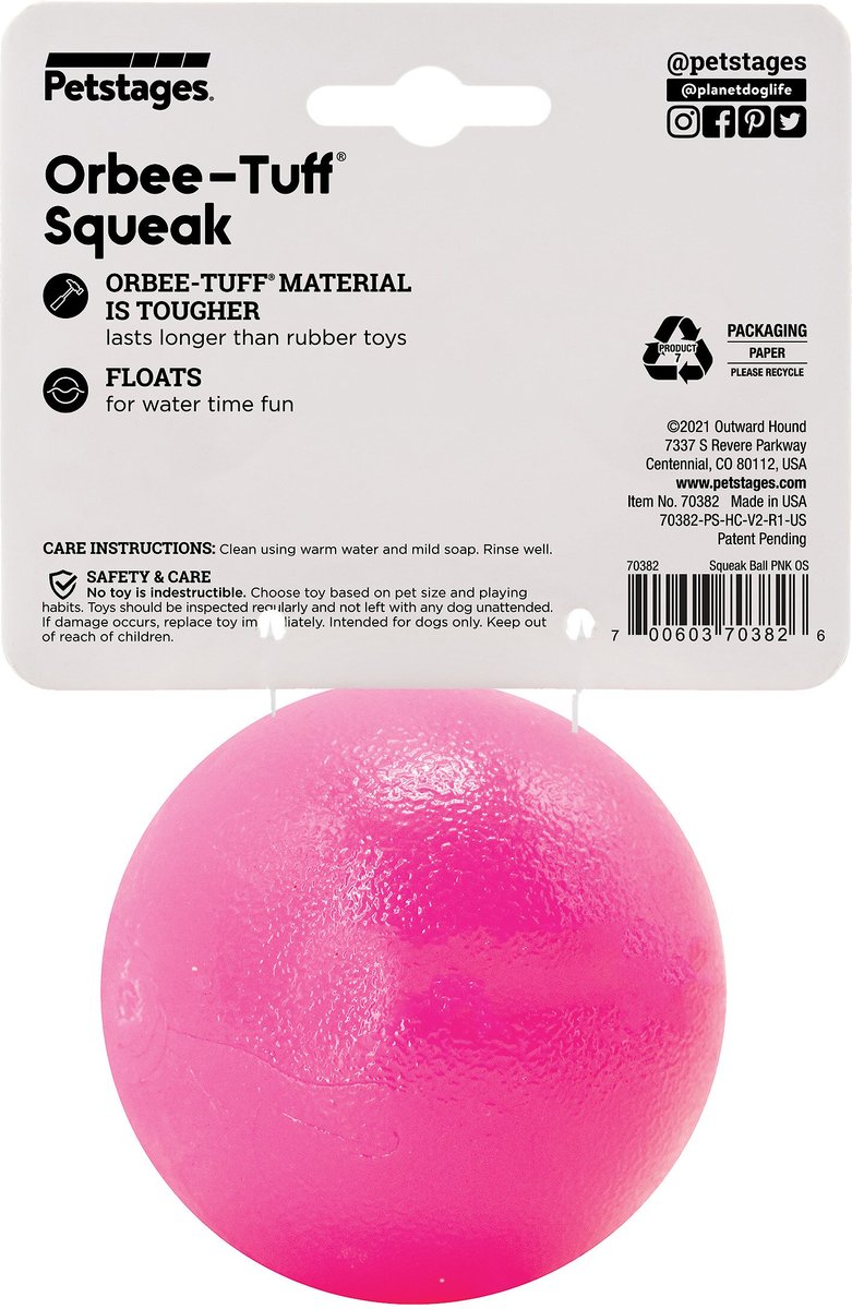 PLANET DOG Squeak Ball Dog Toy, Pink - Chewy.com