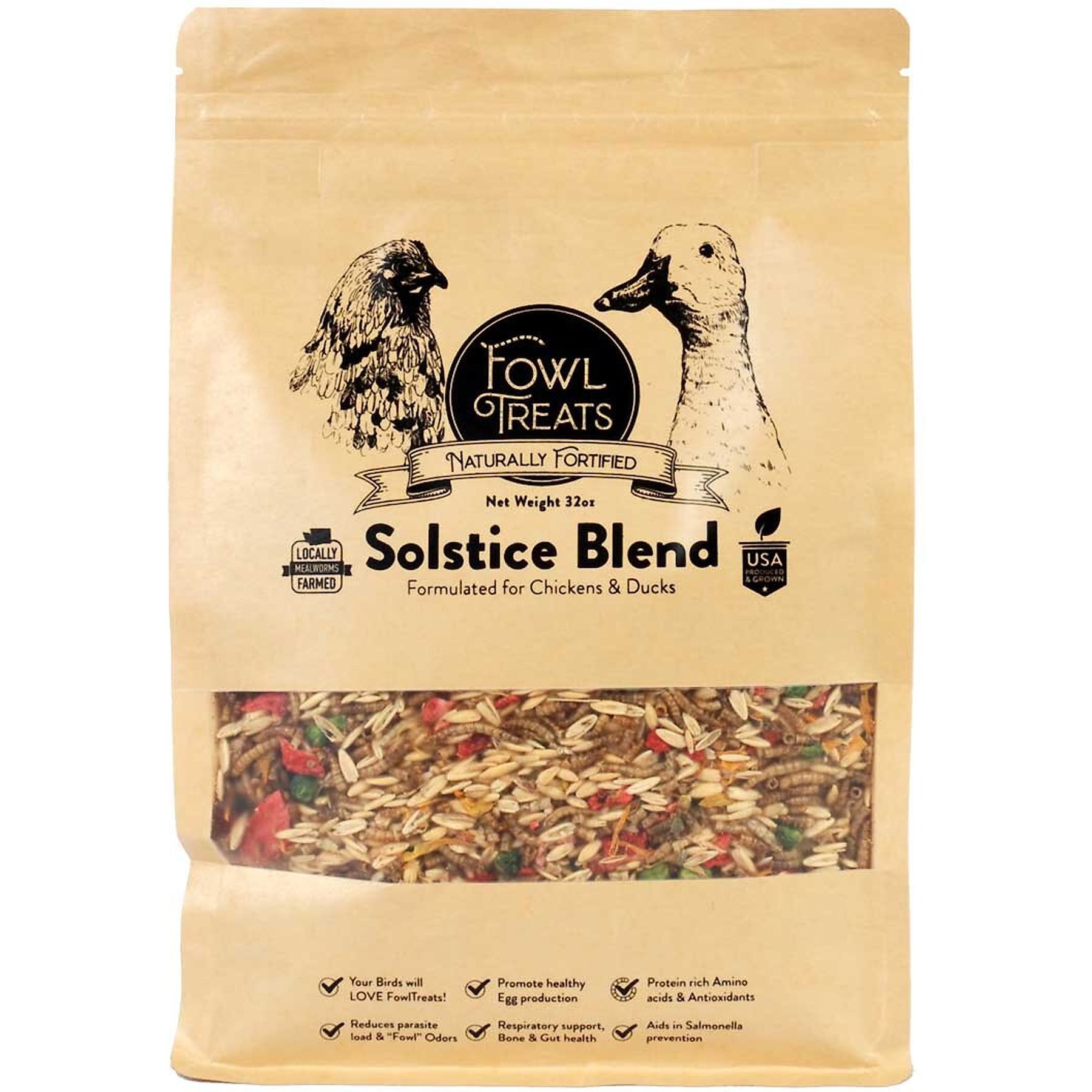 FOWL TREATS Mealworm Blend Solstice Blend Chicken & Duck Treats, 2-lb bag - Chewy.com