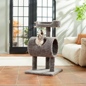 FRISCO 27-in Real Carpet Cat Tree with Condo and Oval Perch, Beige ...