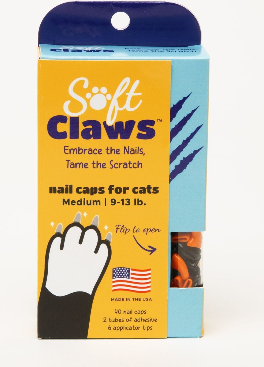 SOFT CLAWS Cat Nail Caps, 40 count, Black/Orange, Medium - Chewy.com