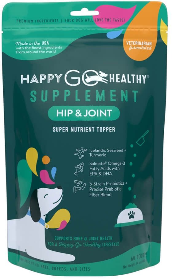 HAPPY GO HEALTHY Hip and Joint Standard Breed Dog Supplement, 60 Scoops ...