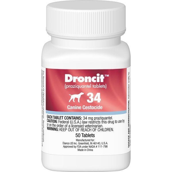 DRONCIT Tablet for Dogs, 10 tablets, 34-mg - Chewy.com