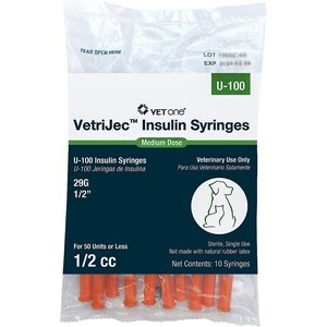 VETONE VetriJec Insulin Syringes U-100 0.5-in x 29G, 0.5-cc, 50 ...