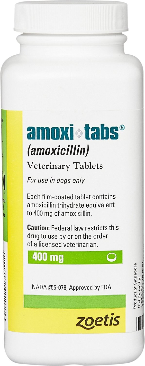 AMOXI-TABS (Amoxicillin) Tablets for Dogs & Cats, 400-mg, 60 tablets ...