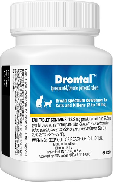 DRONTAL Tablets for Cats & Kittens, 2-16 lbs, 10 tablets - Chewy.com